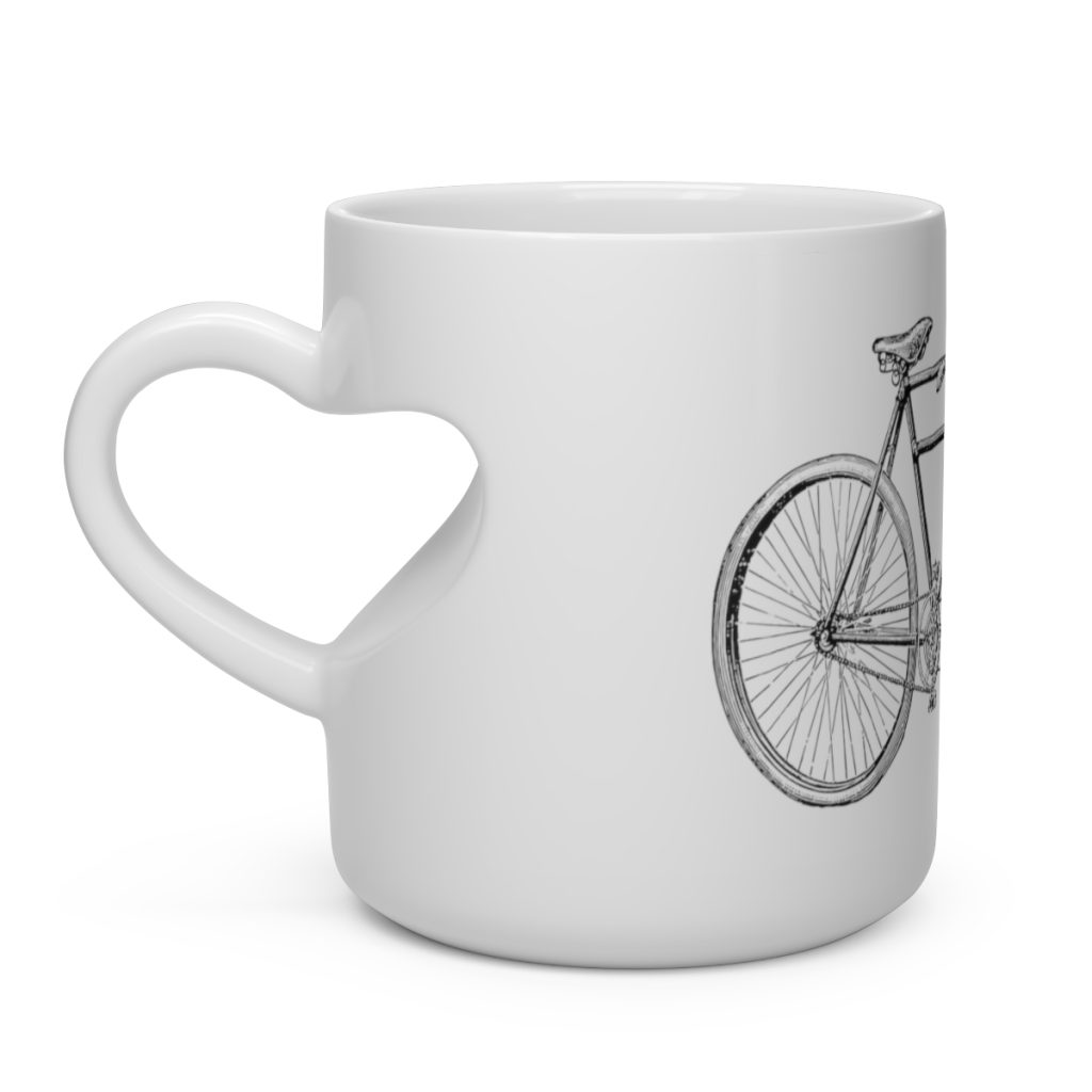 Tandem Bicycle Graphic Heart Shaped Mug - Cycles + Phases